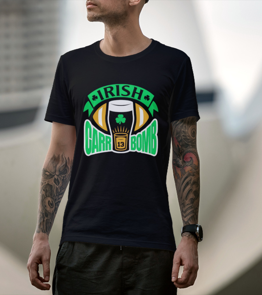 Irish Carr Bomb Football Beer Pint 13 Shamrock Luck T-Shirt