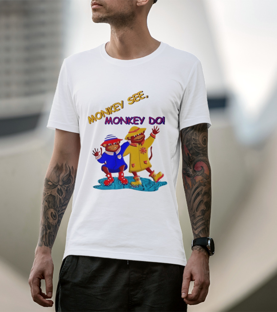 Monkey See Monkey Do Raincoat Monkeys Fun Kids Wear T-Shirt