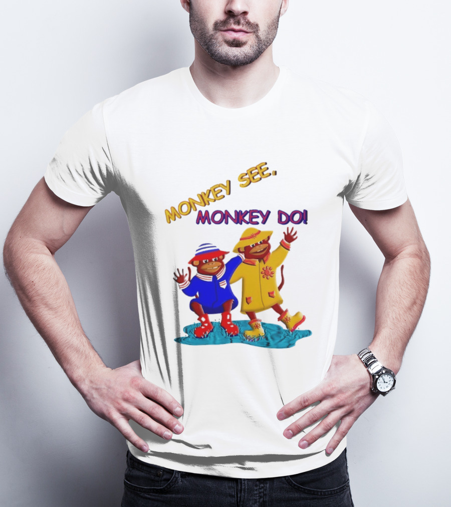 Monkey See Monkey Do Raincoat Monkeys Fun Kids Wear T-Shirt