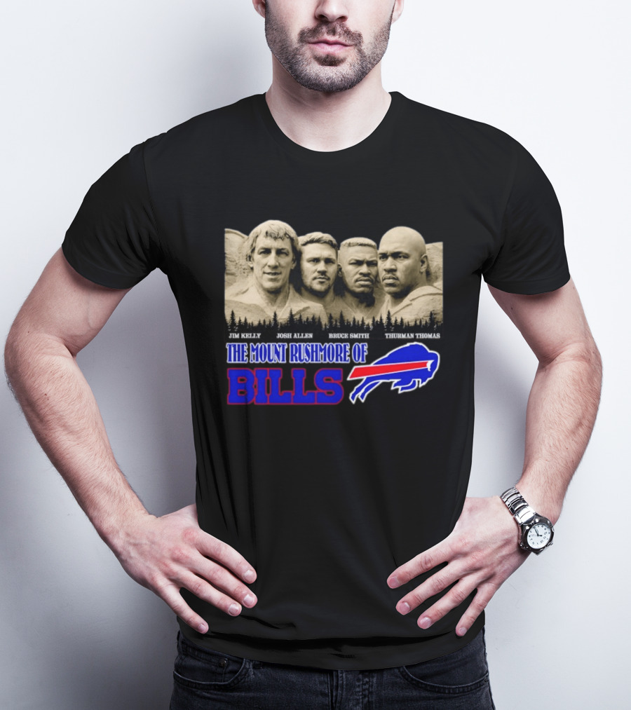 Jim Kelly Josh Allen Bruce Smith Thurman Thomas The Mount Rushmore Of Buffalo Bills T-Shirt