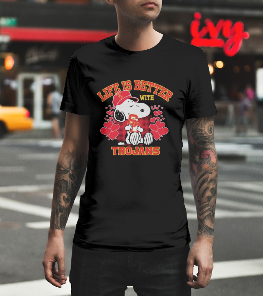 USC Trojans Snoopy Love Life Is Better With Trojans T-Shirt