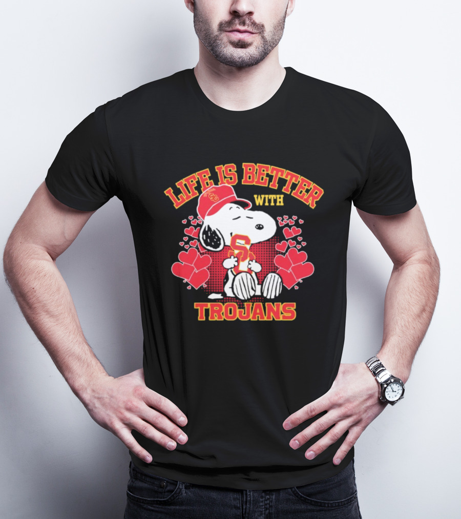 USC Trojans Snoopy Love Life Is Better With Trojans T-Shirt