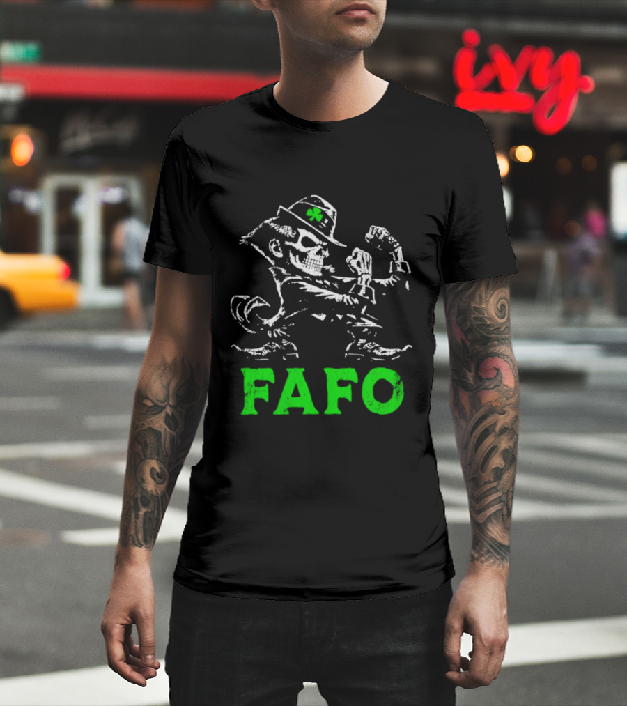 FAFO Skeleton Leprechaun Flexing St Patrick's Day T-Shirt