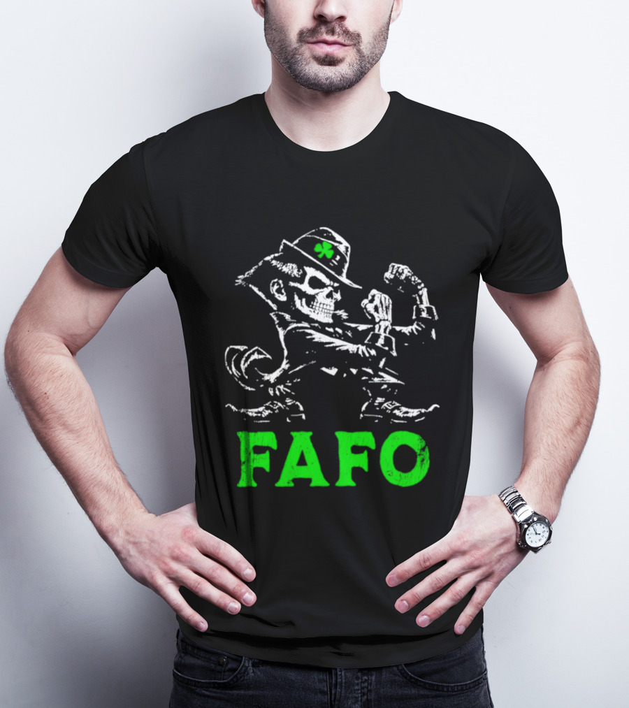 FAFO Skeleton Leprechaun Flexing St Patrick's Day T-Shirt