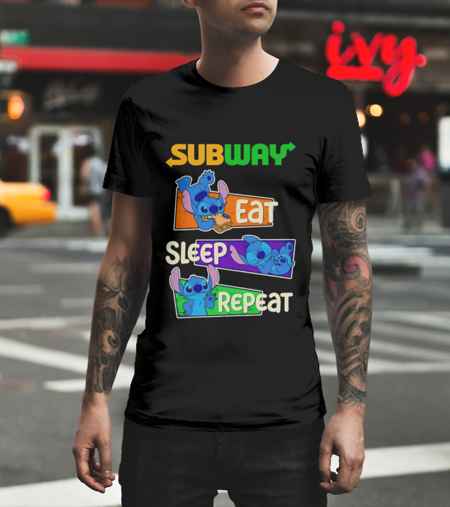 Subway X Stitch Eat Sleep Repeat T-Shirt