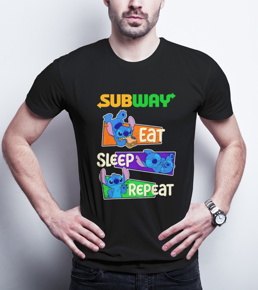 Subway X Stitch Eat Sleep Repeat T-Shirt