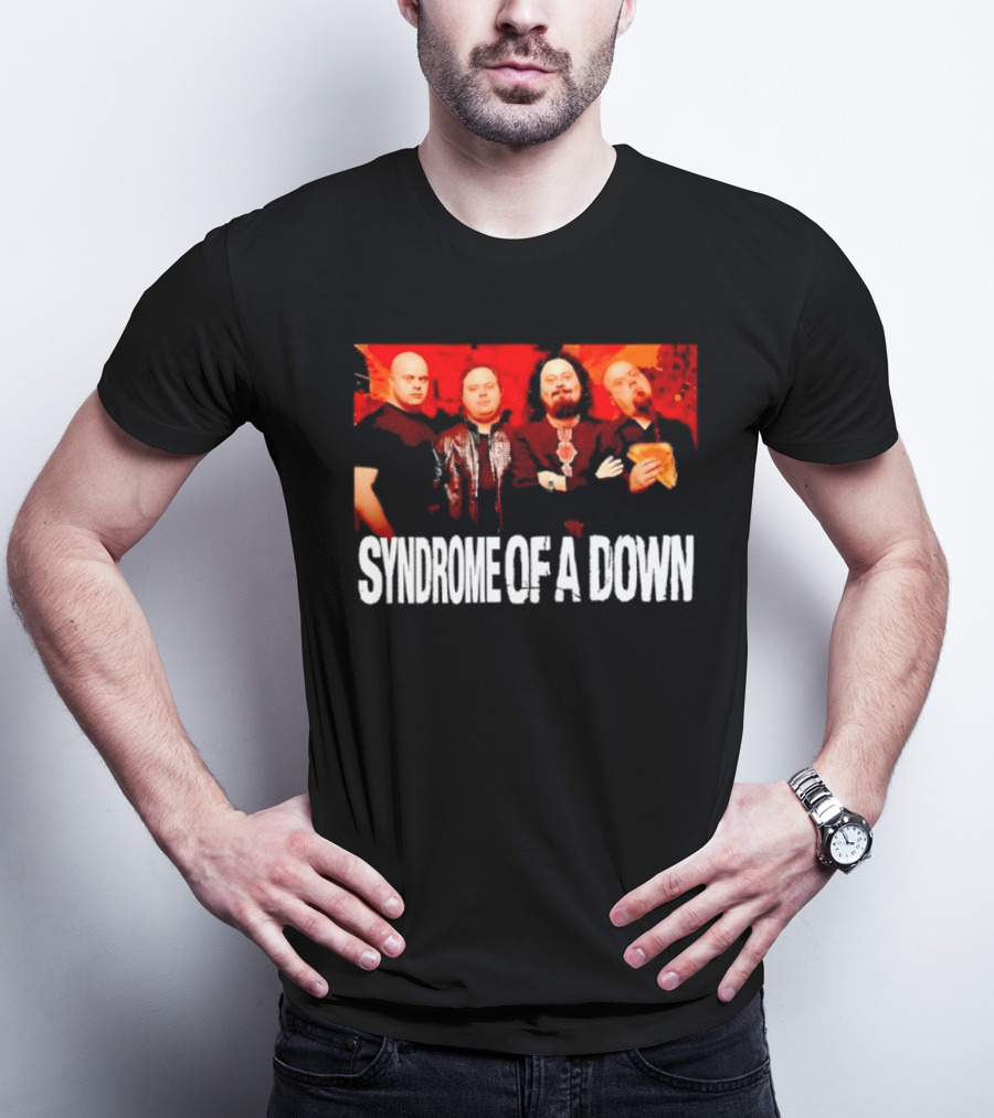 Syndrome Of A Down Band Spoof With Four Figures Eating Pizza T-Shirt