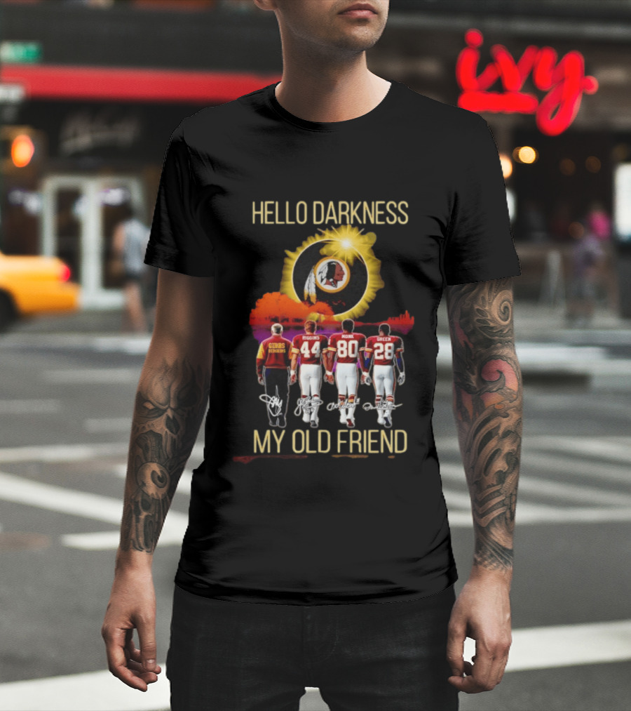 Washington Commanders Gibbs Riggins Monk Green Hello Darkness My Old Friend T-Shirt