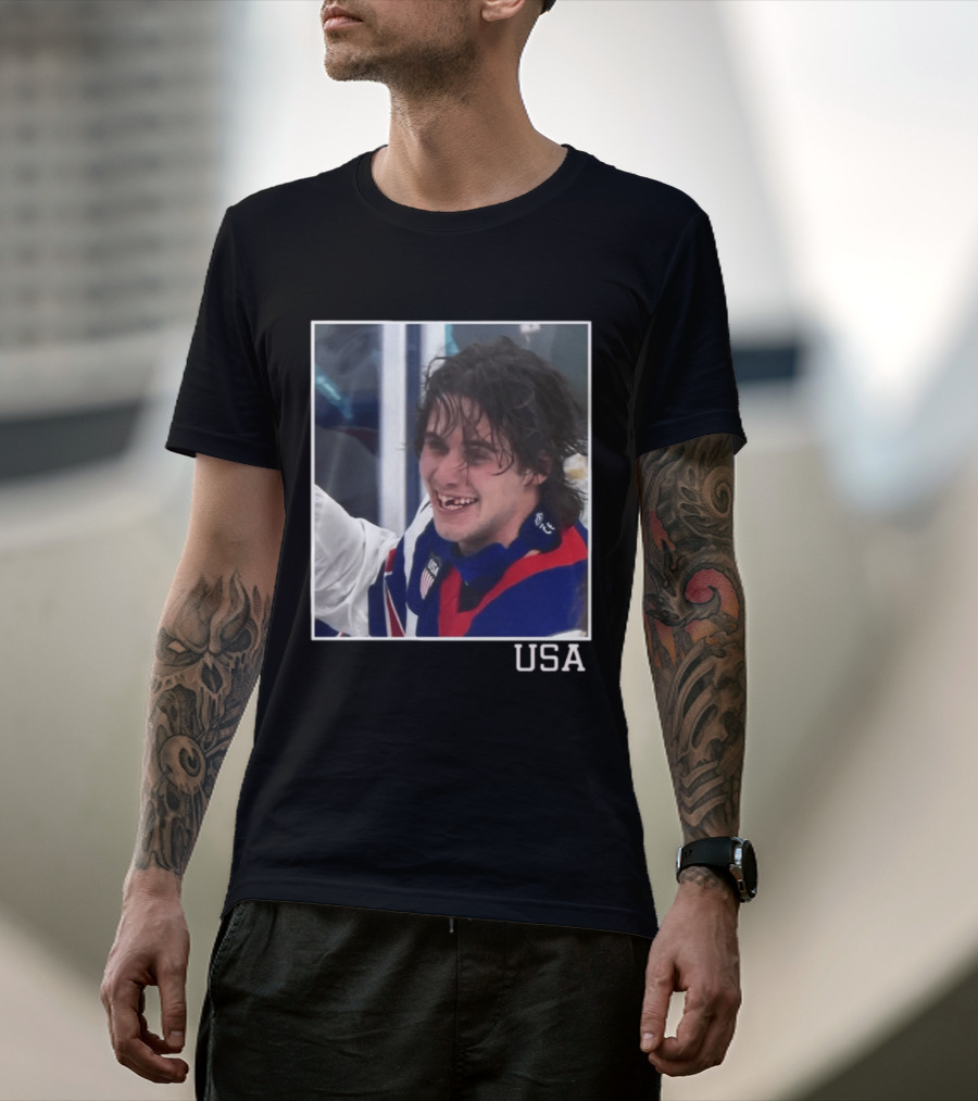 Jack Hughes USA Hockey Toothless Smile T-Shirt