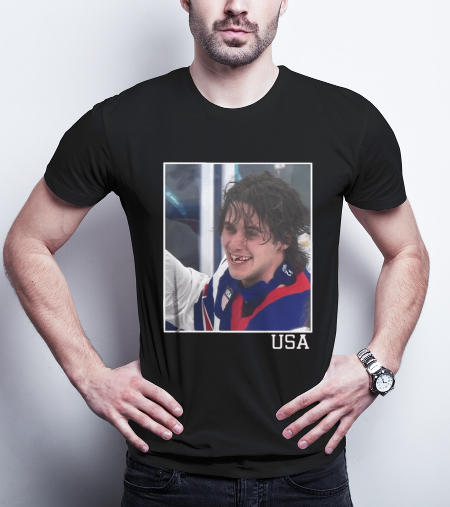 Jack Hughes USA Hockey Toothless Smile T-Shirt