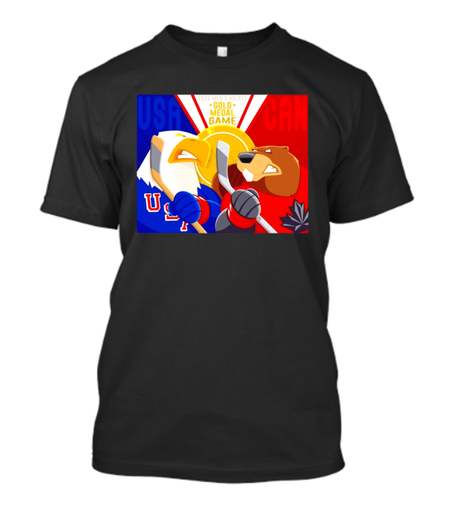 USA Vs Canada 2026 Men's Hockey Gold Medal Game Eagle Vs Beaver Showdown T-Shirt