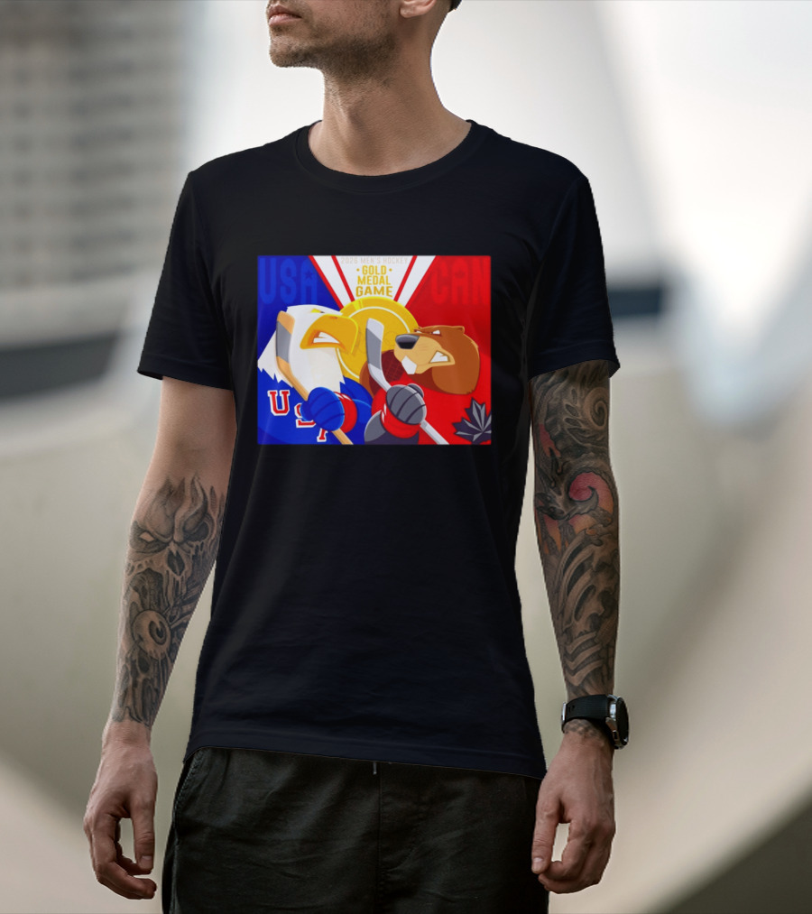 USA Vs Canada 2026 Men's Hockey Gold Medal Game Eagle Vs Beaver Showdown T-Shirt