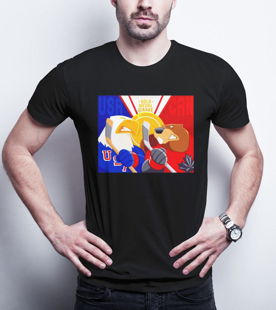 USA Vs Canada 2026 Men's Hockey Gold Medal Game Eagle Vs Beaver Showdown T-Shirt