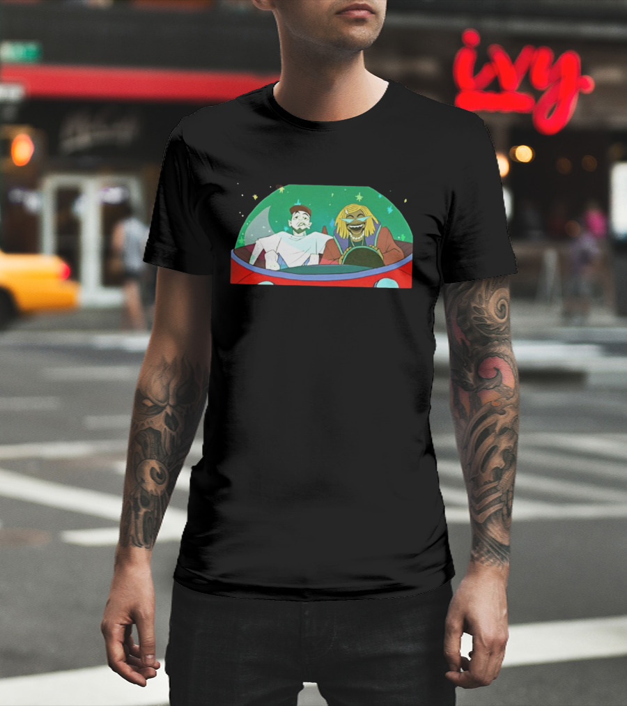 Mac Miller Thundercat She Knows Too Much Animated Illustration In Space Car T-Shirt