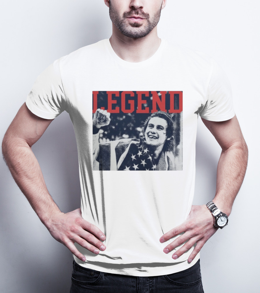 The Ice Sacrifice Jack Hughes Legend Fist Raised American Flag T-Shirt