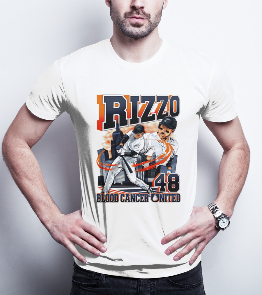 Rizzo 48 Blood Cancer United Hand Drawn Baseball T-Shirt