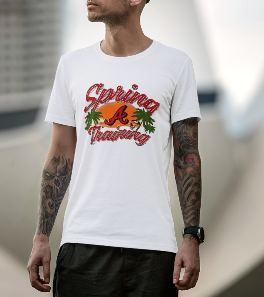 Atlanta Braves Spring Training Sunset Logo Palm Trees T-Shirt