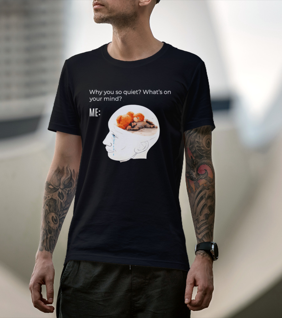 Punch Monkey Why You So Quiet What's On Your Mind Quirky Plush Toy Headspace T-Shirt