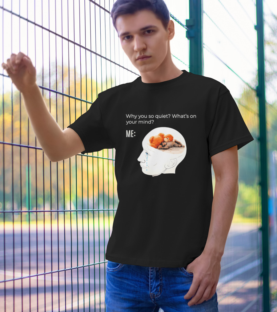 Punch Monkey Why You So Quiet What's On Your Mind Quirky Plush Toy Headspace T-Shirt