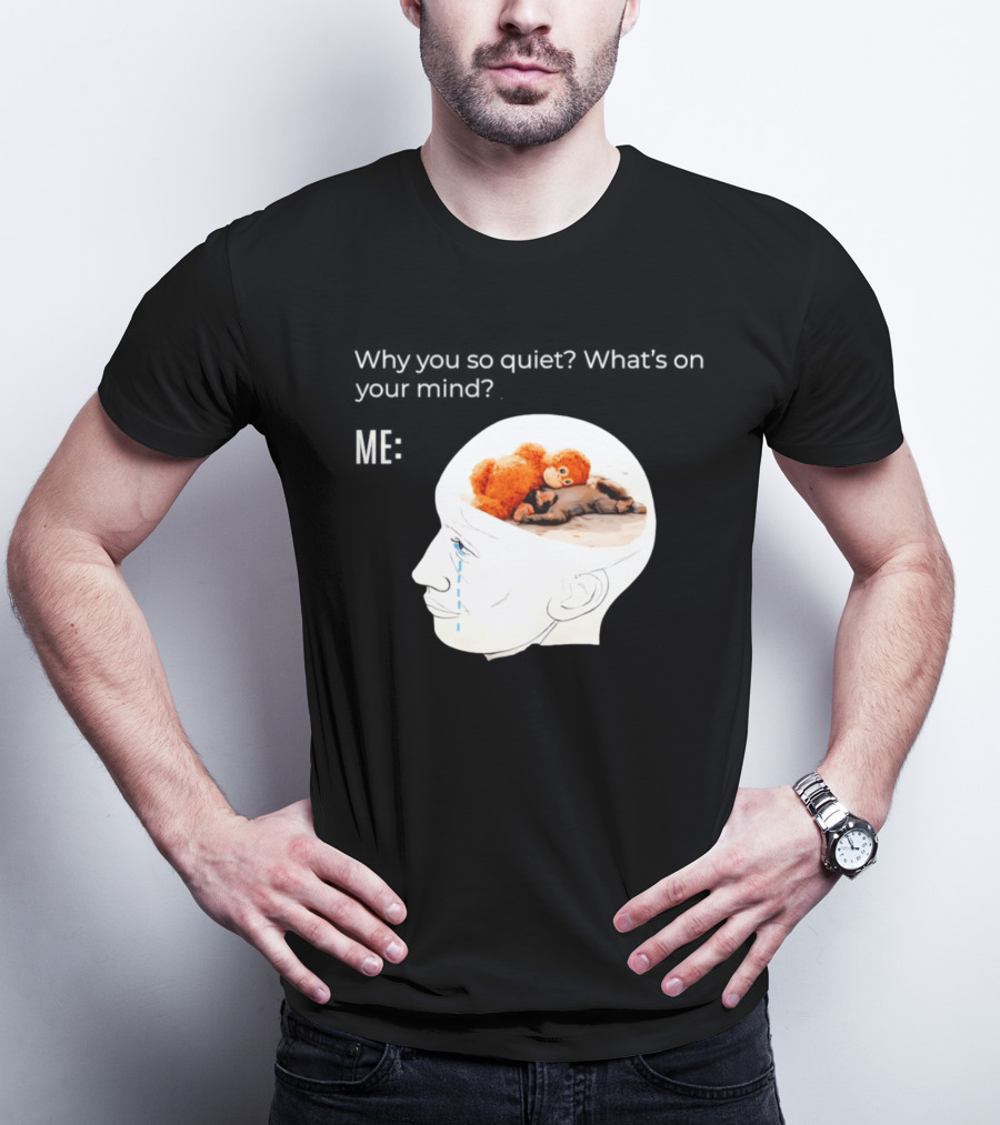 Punch Monkey Why You So Quiet What's On Your Mind Quirky Plush Toy Headspace T-Shirt