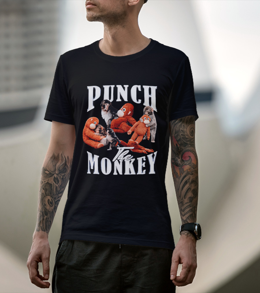 Punch The Monkey Stuffed Animal Toy Collection Playful T-Shirt