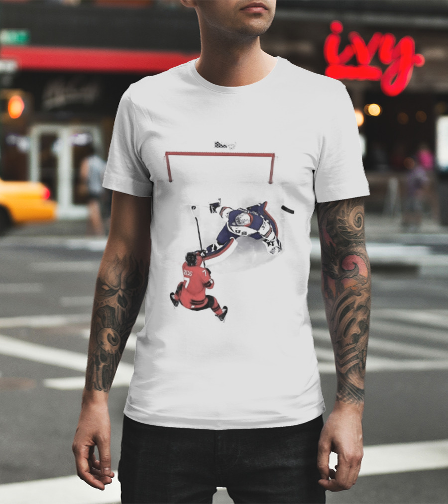 Connor Hellebuyck Team USA Ice Hockey Goalie Save Moment T-Shirt