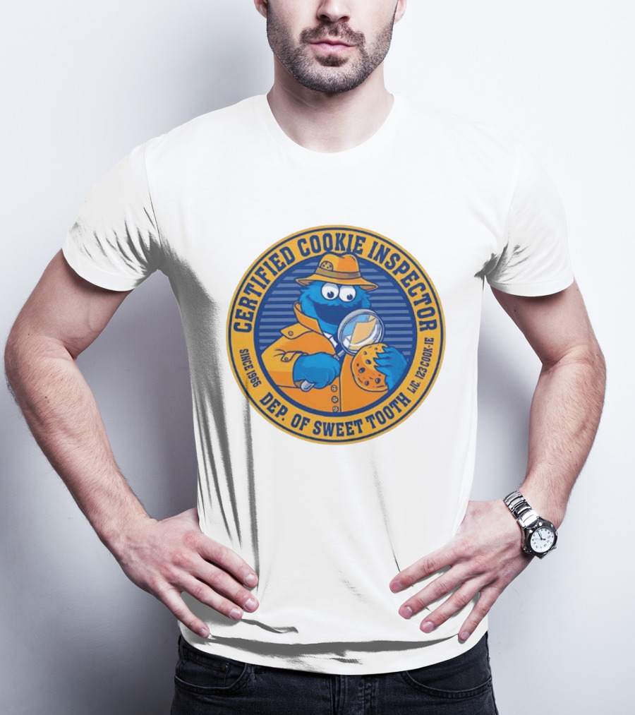 Certified Cookie Inspector Cookie Monster Since 1996 Dept Of Sweet Tooth T-Shirt