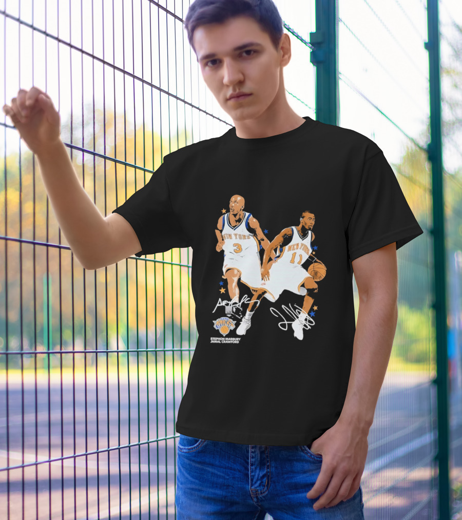 Stephon Marbury Jamal Crawford New York Knicks 3 11 Signatures T-Shirt