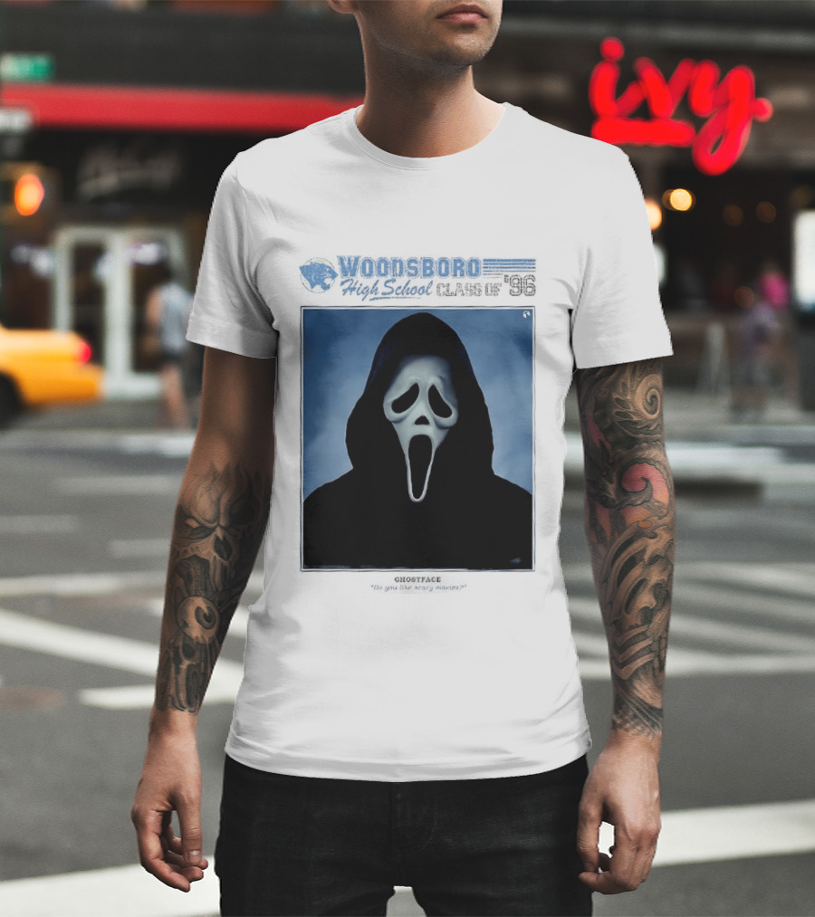 Ghostface Woodsboro High School Class Of '96 Yearbook Do You Like Scary Movies T-Shirt