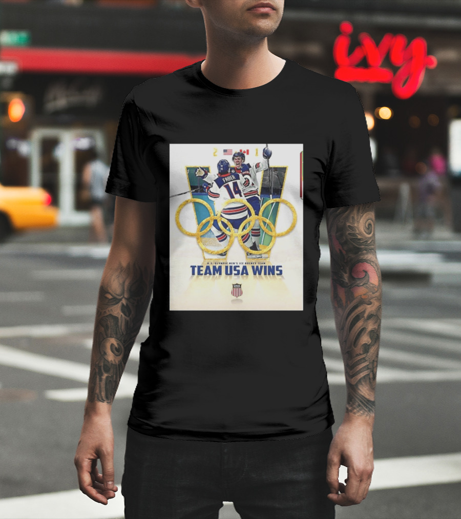 O.S. Olympic Men's Ice Hockey Team USA Wins Gold Against Canada 2 1 T-Shirt