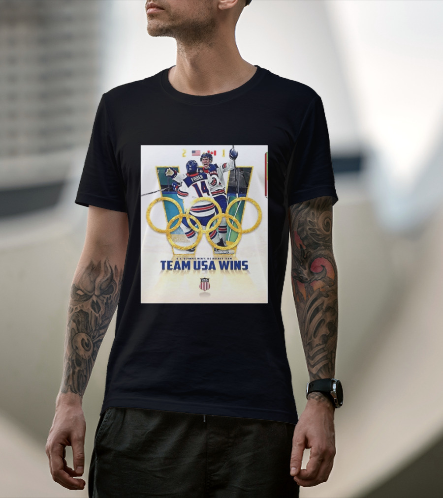 O.S. Olympic Men's Ice Hockey Team USA Wins Gold Against Canada 2 1 T-Shirt
