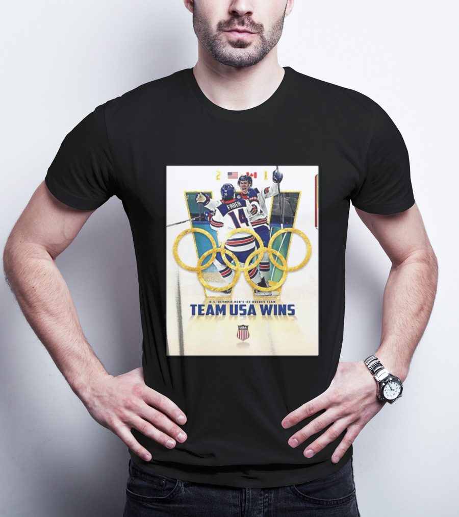 O.S. Olympic Men's Ice Hockey Team USA Wins Gold Against Canada 2 1 T-Shirt