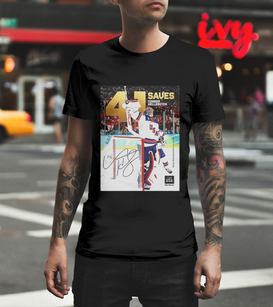 41 Saves Connor Hellebuyck USA Olympic Winter Games 2022 Team USA T-Shirt