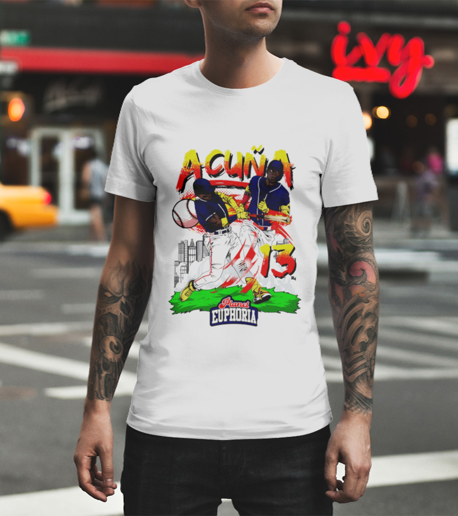 Acuna Euphoria Atlanta Braves 13 Hand Drawn T-Shirt