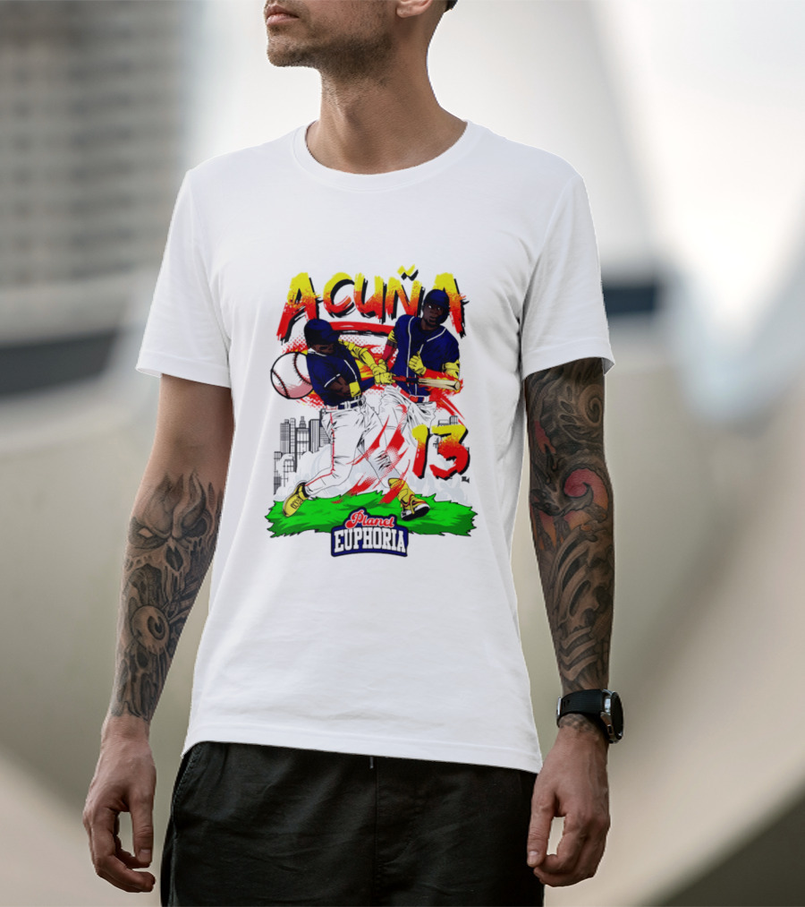 Acuna Euphoria Atlanta Braves 13 Hand Drawn T-Shirt