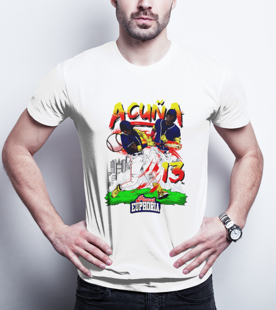 Acuna Euphoria Atlanta Braves 13 Hand Drawn T-Shirt