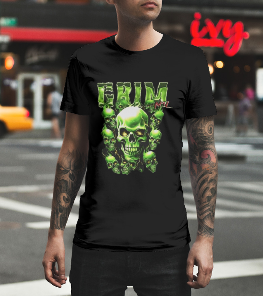 Grim MTL Green Skull Cluster Hommage To Juicy J T-Shirt