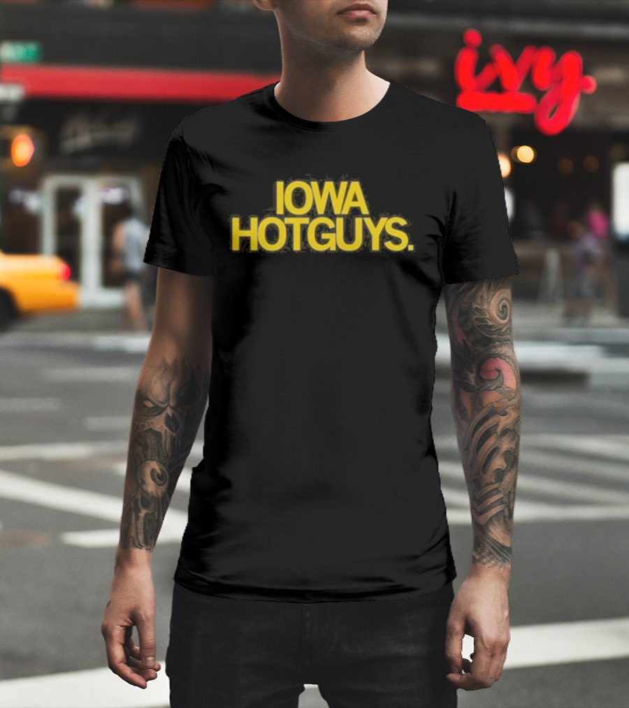 Iowa Hotguys Bold Yellow Typography Pullover T-Shirt