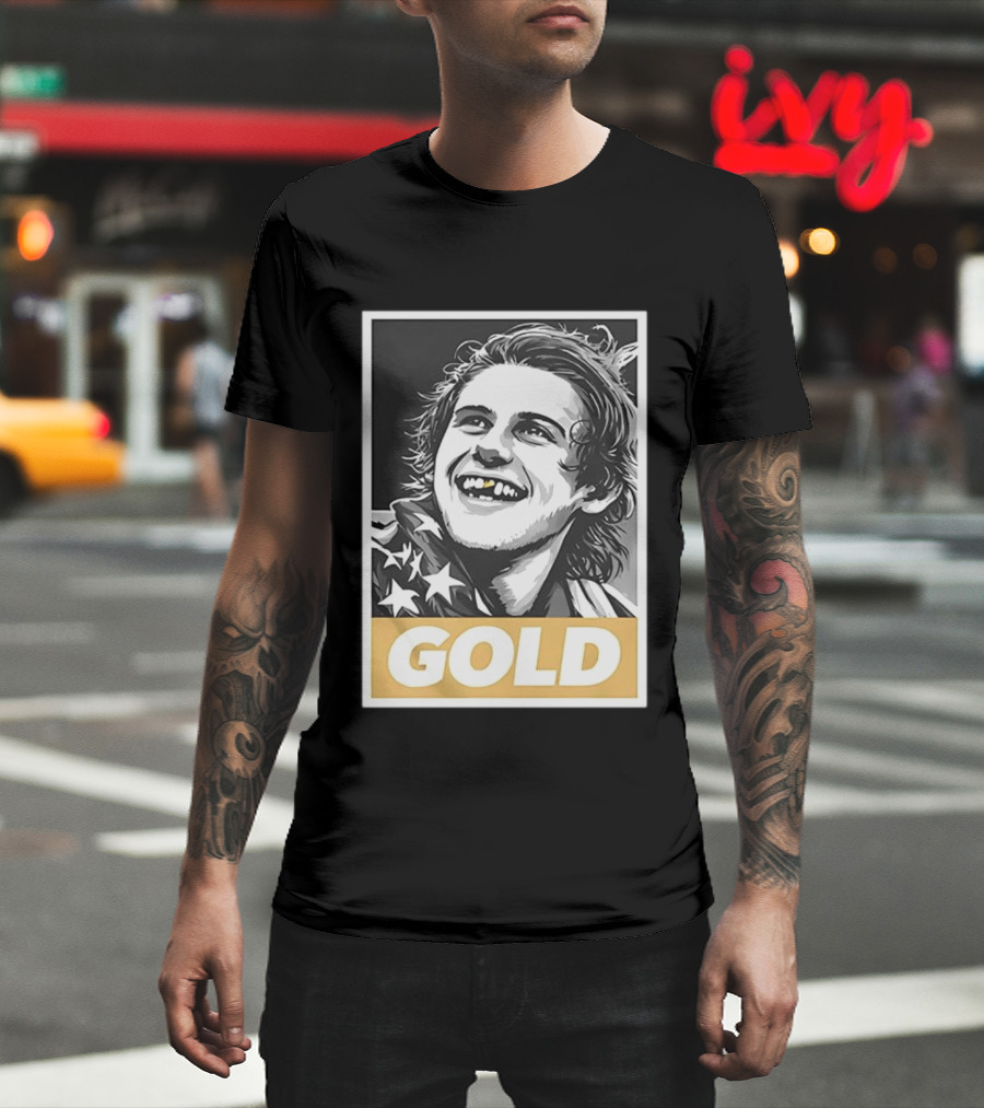 Jack Hughes Team USA 2026 Gold Hockey Smile Iconic Victory Celebration T-Shirt