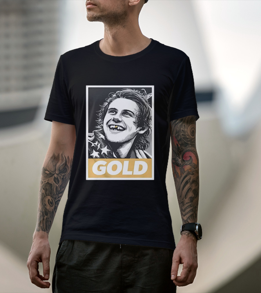 Jack Hughes Team USA 2026 Gold Hockey Smile Iconic Victory Celebration T-Shirt