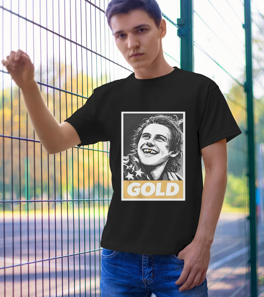 Jack Hughes Team USA 2026 Gold Hockey Smile Iconic Victory Celebration T-Shirt