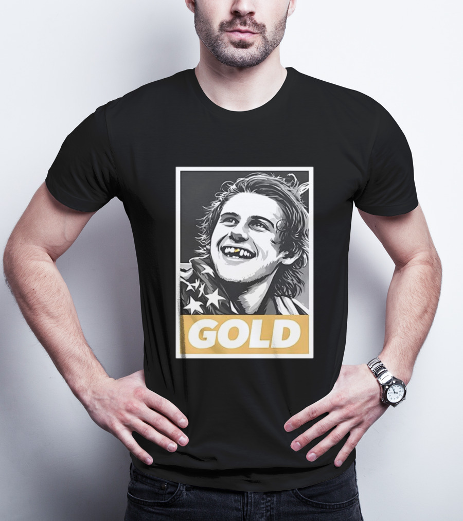 Jack Hughes Team USA 2026 Gold Hockey Smile Iconic Victory Celebration T-Shirt