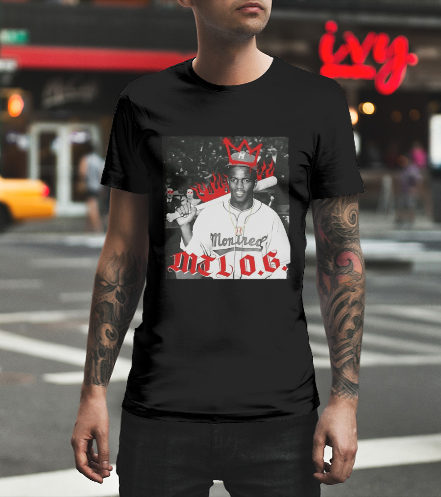 Jackie Robinson Montreal MTL O.G. Baseball Legend Icon Red Crown Flames T-Shirt