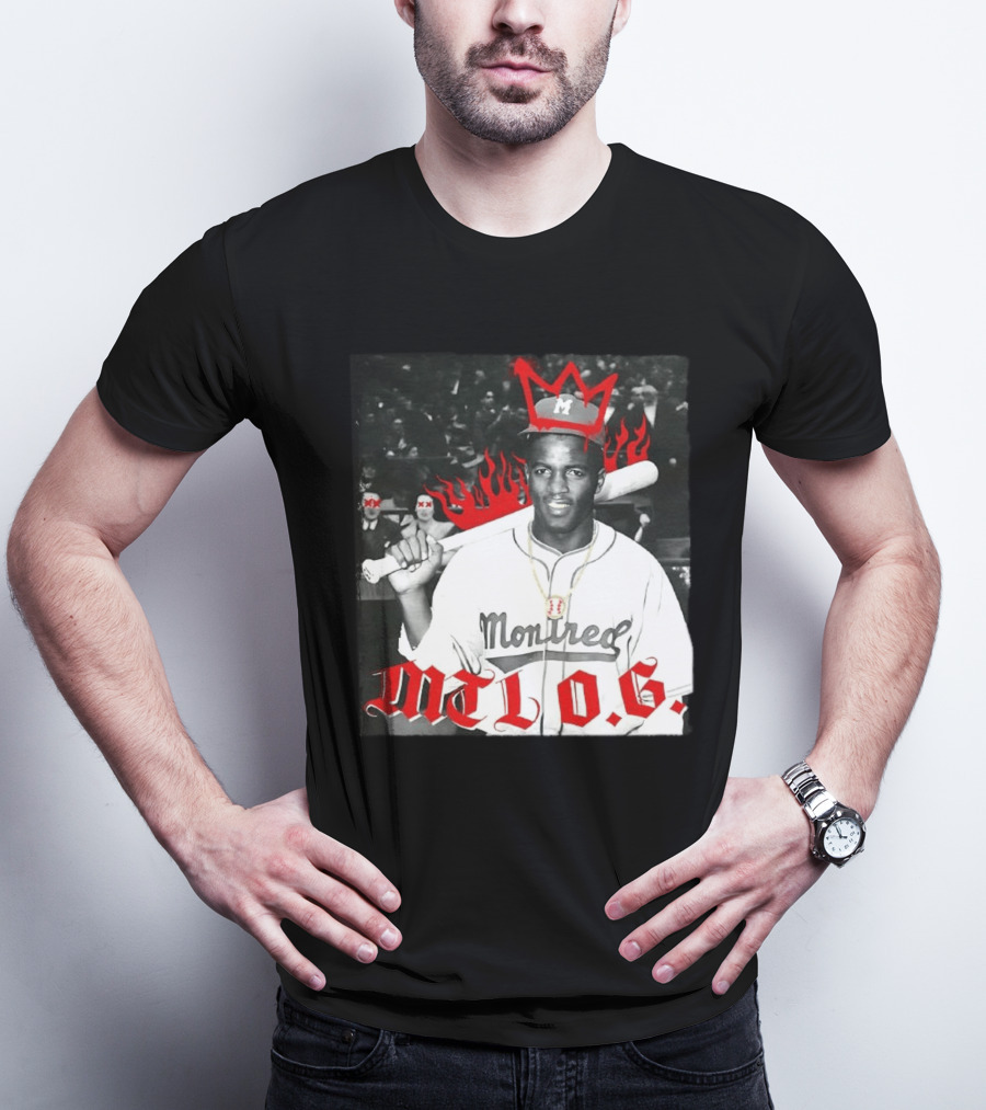 Jackie Robinson Montreal MTL O.G. Baseball Legend Icon Red Crown Flames T-Shirt