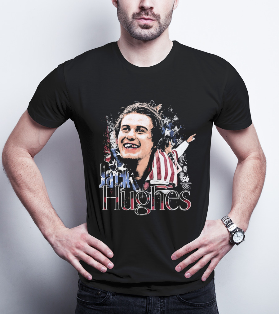 Jack Hughes USA Flag Stars And Stripes Celebration 2026 Winter Olympics T-Shirt
