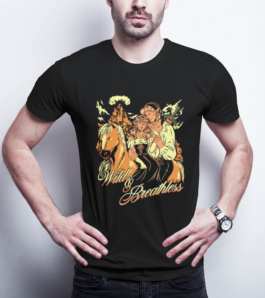 Wild And Breathless Adventure Retro Style Horseback Scene T-Shirt
