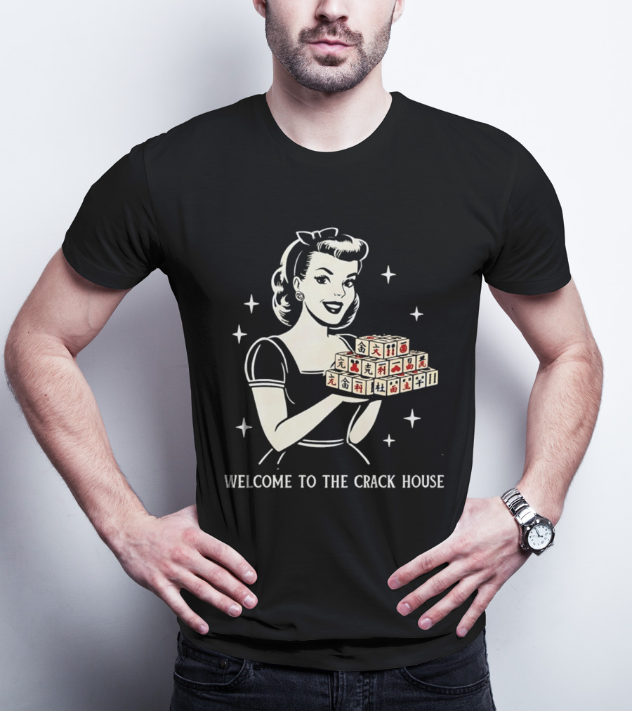Welcome To The Crack House Retro Style Mahjong Blocks Lady T-Shirt