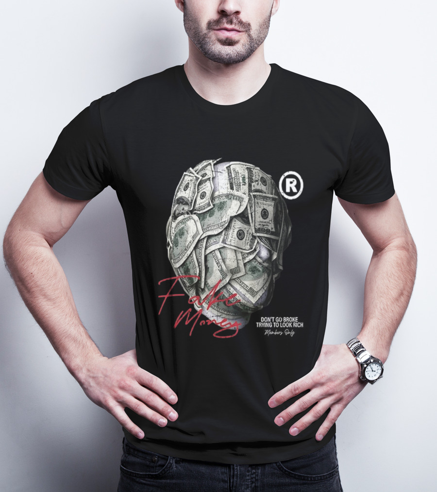 Fake Money Masked Head Members Only Rich Trademark T-Shirt