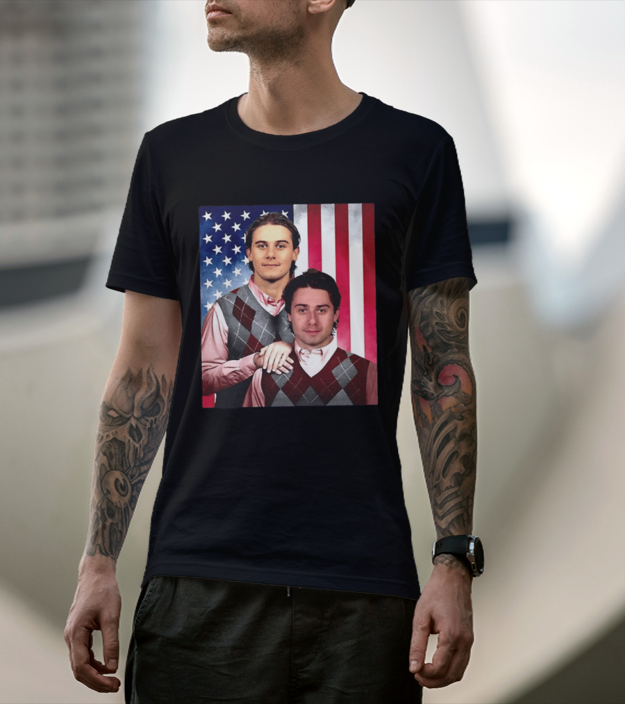 Jack Quinn Hughes USA Hockey Step Brothers American Flag T-Shirt
