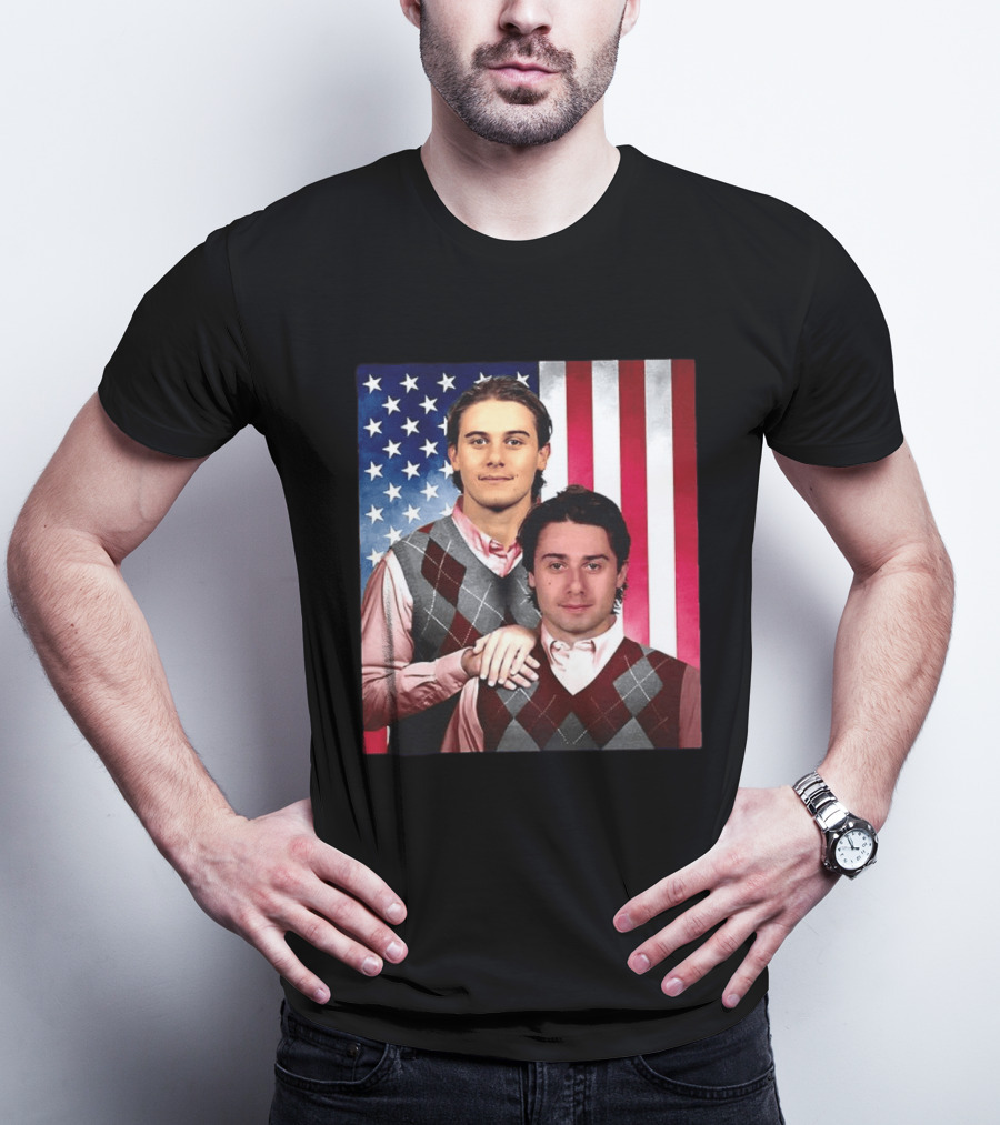 Jack Quinn Hughes USA Hockey Step Brothers American Flag T-Shirt